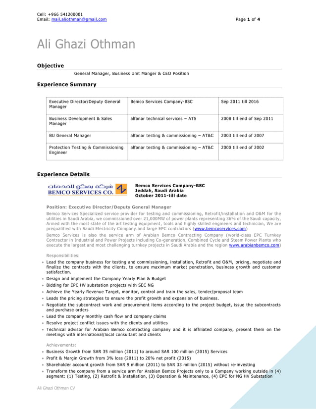 ALi Othman CV - Sep 2016 | PDF