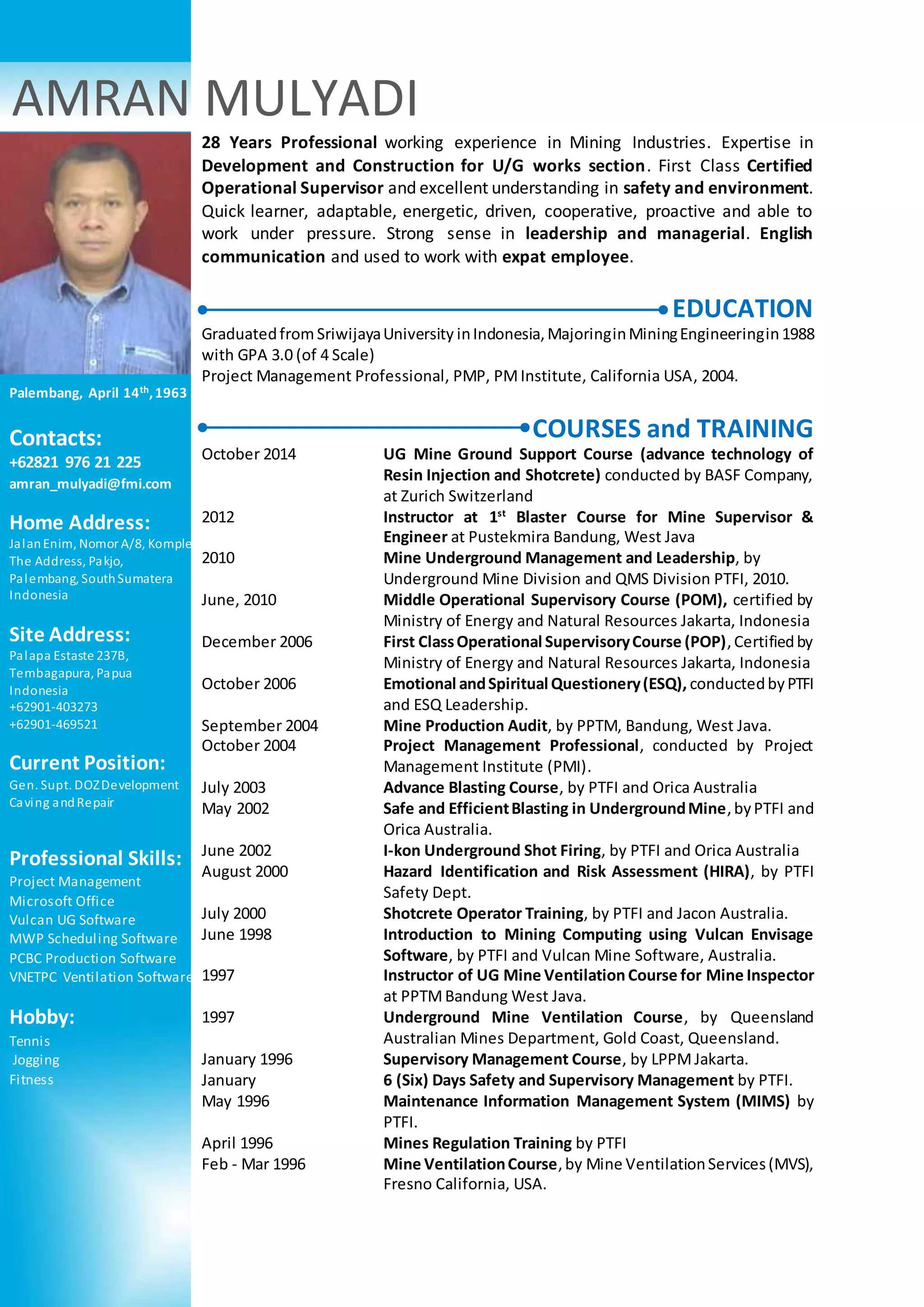 Curriculum Vitae - Amran Mulyadi_edited 1 | DOCX | Civil Engineering Industry | Industries