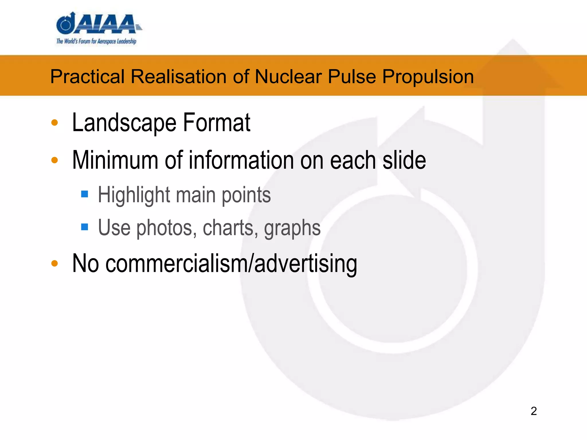 Practical Realisation of Nuclear Pulse Propulsion | PPTX