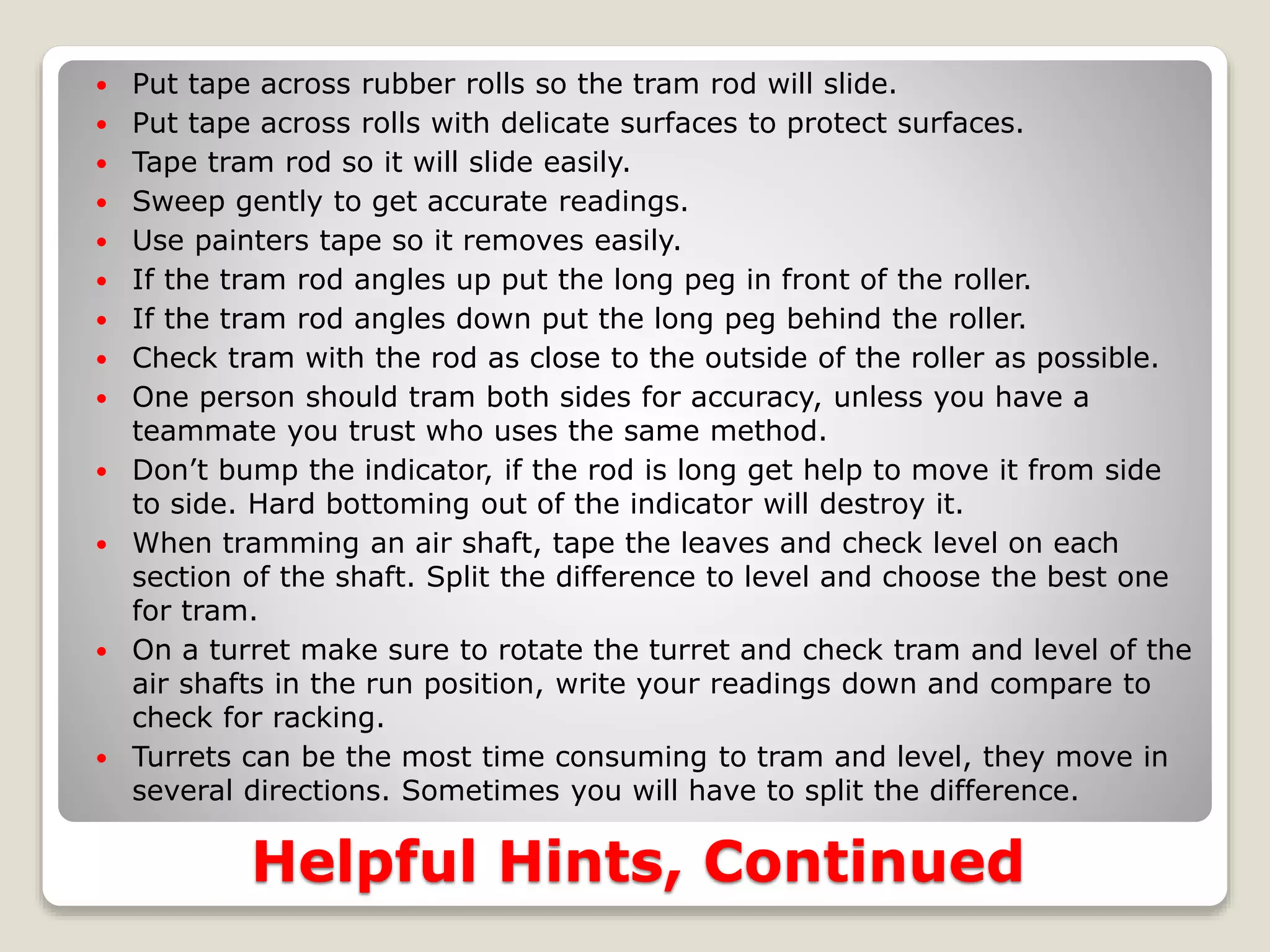 Tram and level training | PPTX