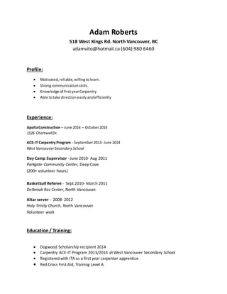 AdamResumeUp. | DOCX