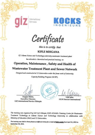 WWTP Operation and Maintenace Certificate | PDF