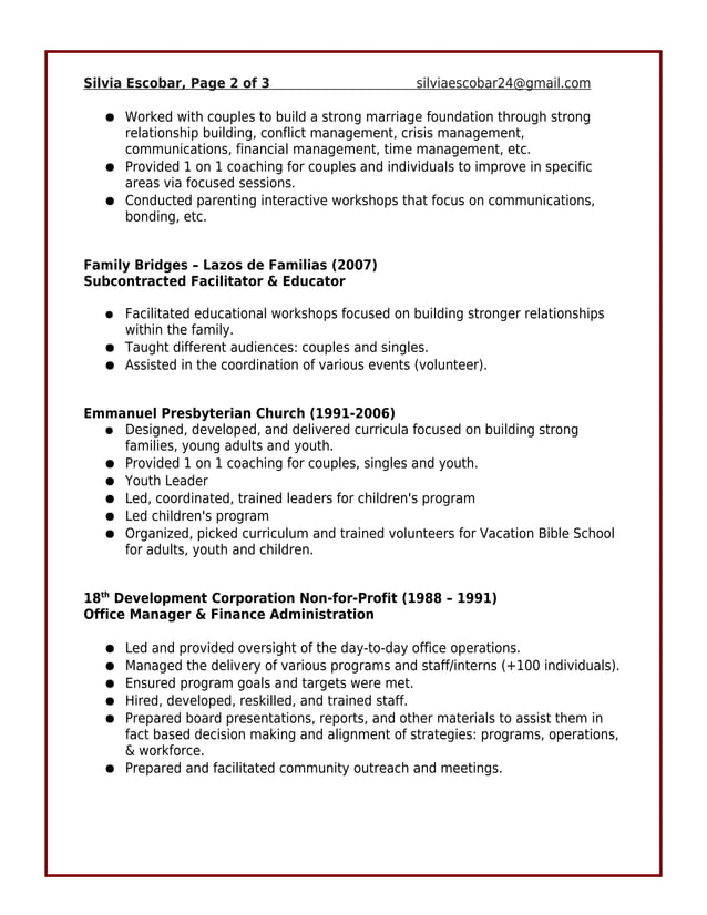 silvia escobar resume rev 3 8 2016 | PDF