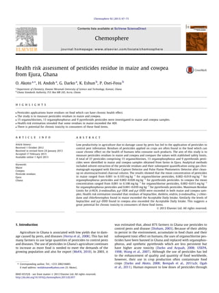 Akoto et al. - 2013 - Health risk assessment of pesticides residue in maize and cowpea from ...