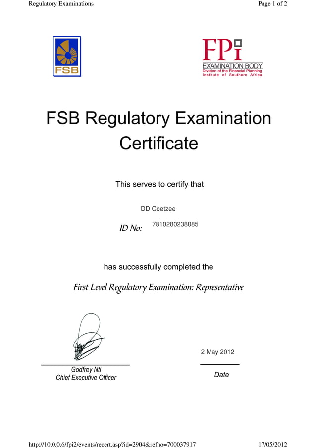 FSB RE Certificate | PDF