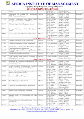 2015 Training Calendar | PDF