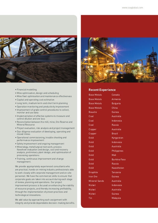 CSA Global Mining Brochure 2017