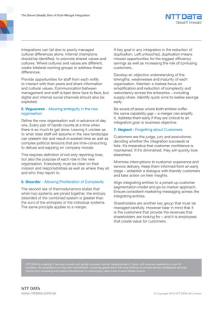 NTT DATA Post Merger Integration Seven Deadly Sins New | PDF