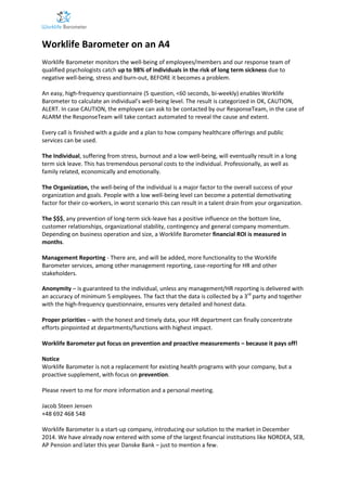 Worklife Barometer on an A4 | PDF