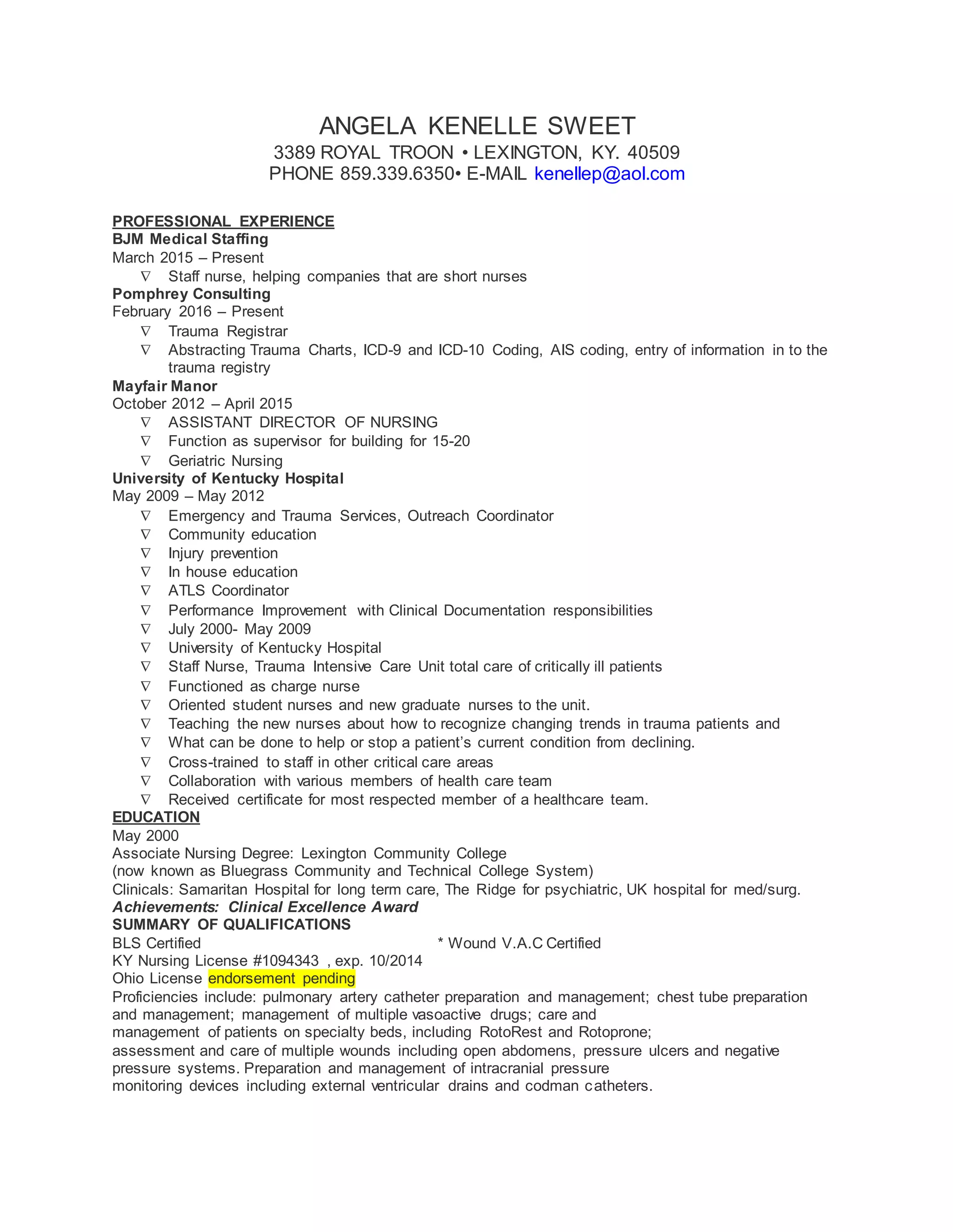 ANGELA KENELLE SWEET resume | DOCX