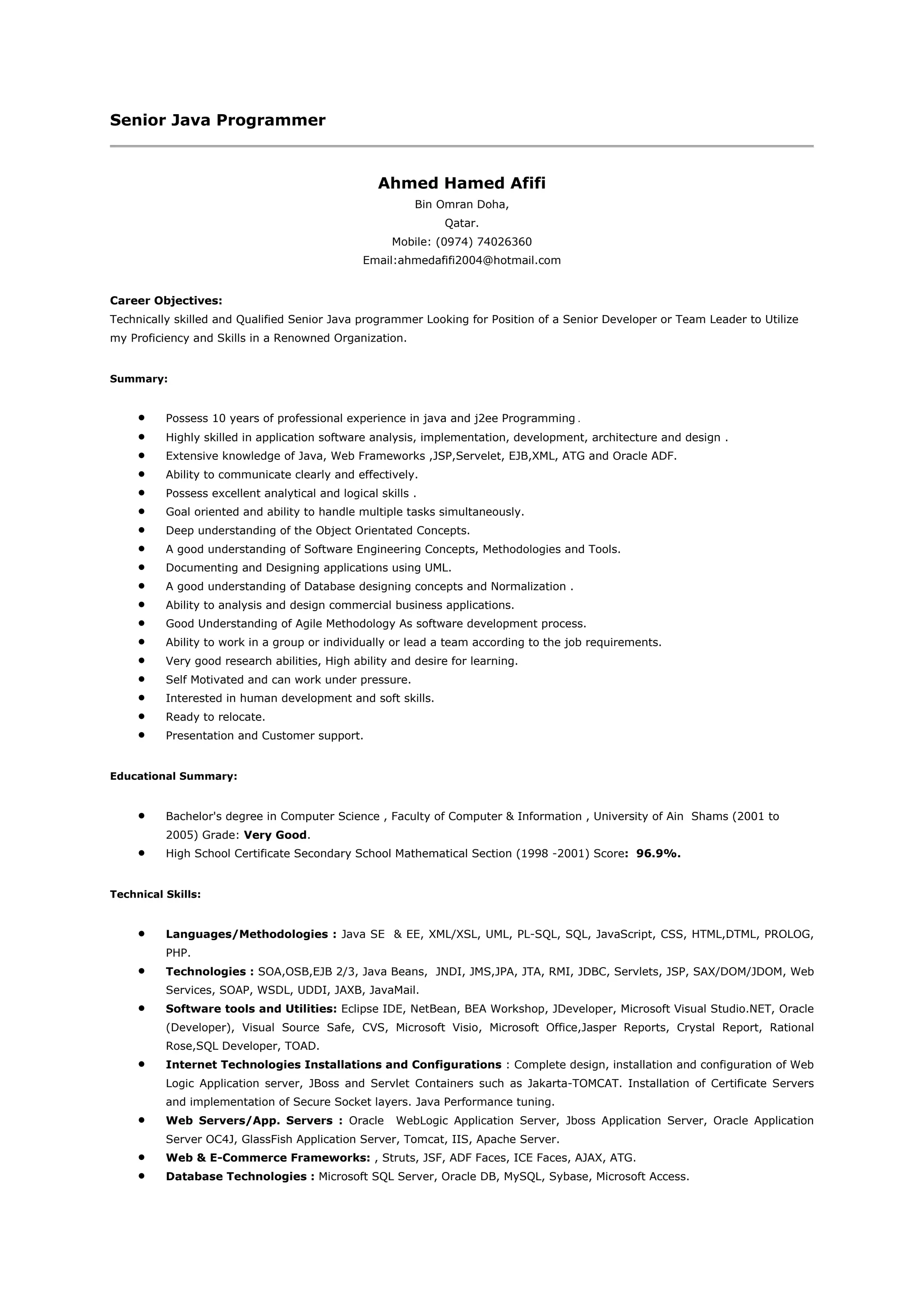 Senior-Java-Programmer-CV | PDF