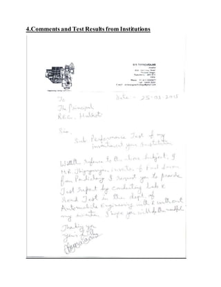 Comments and Test Results from Institutions | DOCX | Standardized ...