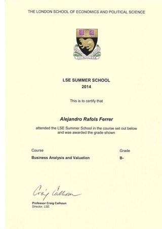 LSE CERTIFICATE | PDF