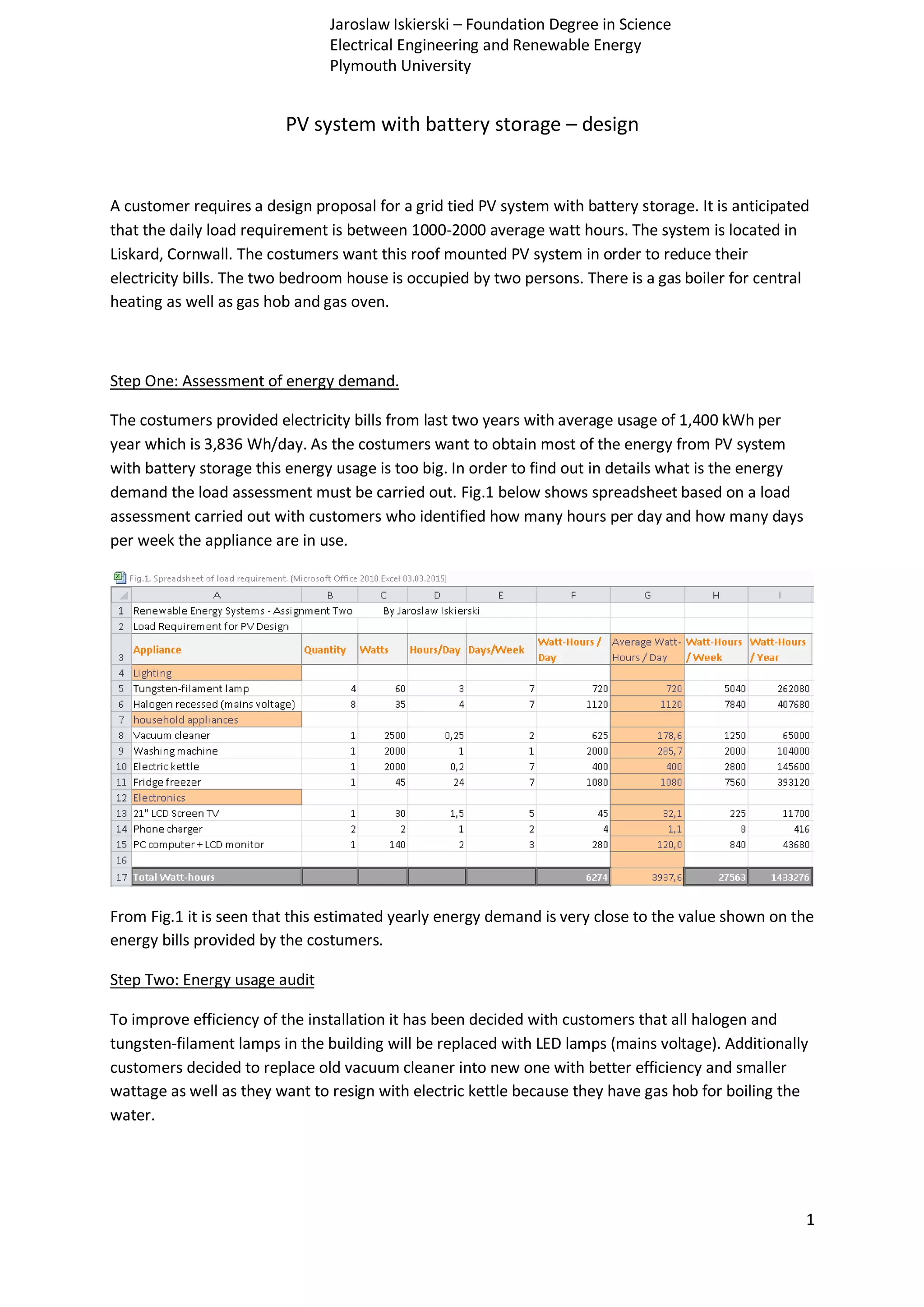 PV solar system with battery storage - design | PDF
