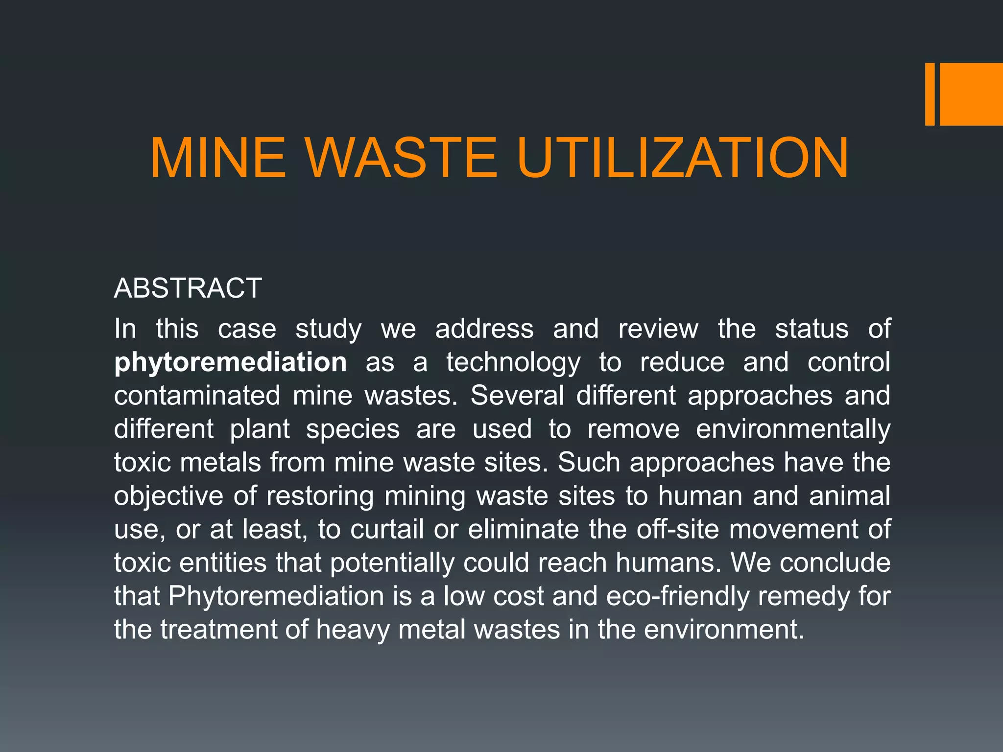 Mine Waste Utilization | PPTX