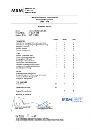Ahmed SalahTranscript | PDF