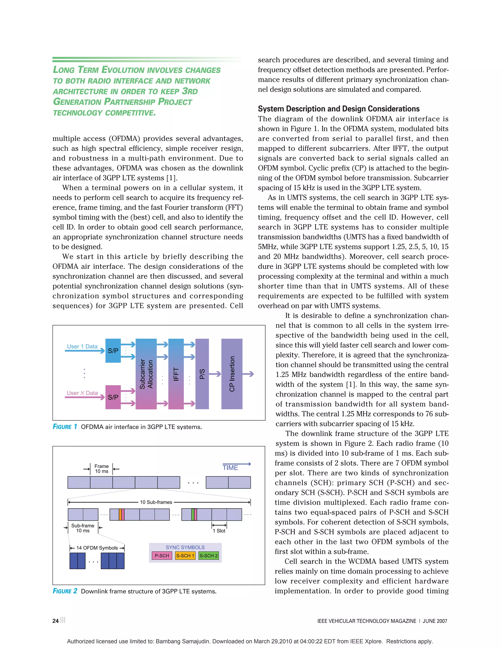 Cell Search Procedure in LTE | PDF