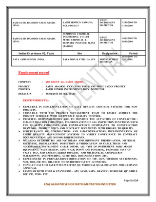 E&I QAQC Sup,Insp | DOCX | Business | Business and Finance