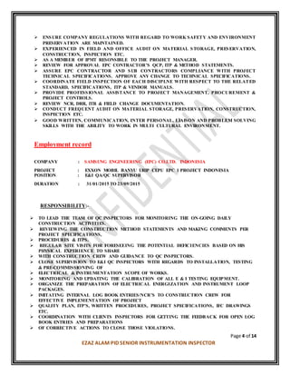 E&I QAQC Sup,Insp | DOCX | Business | Business and Finance