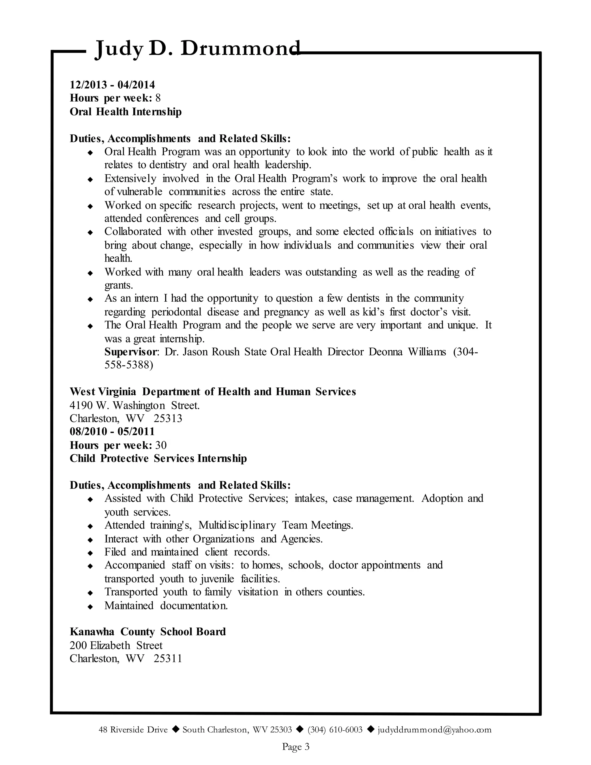 Judy's Resume 1 | DOCX