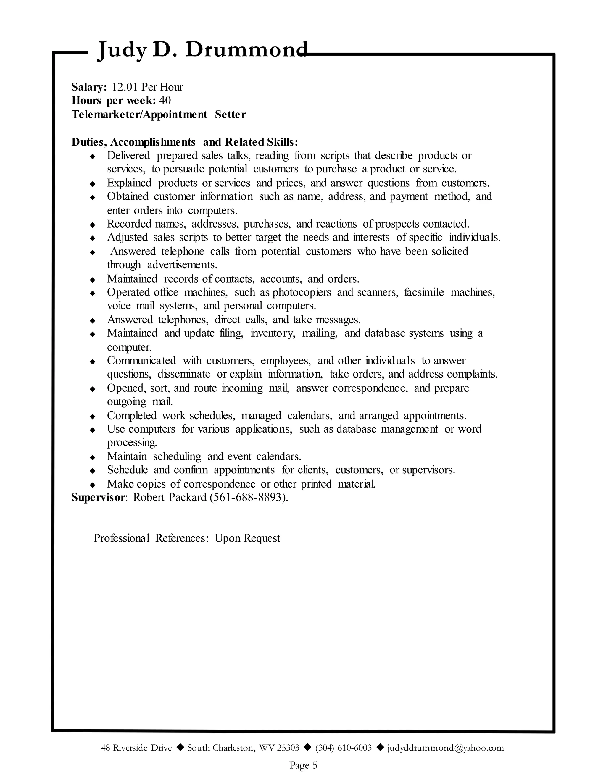Judy's Resume 1 | DOCX