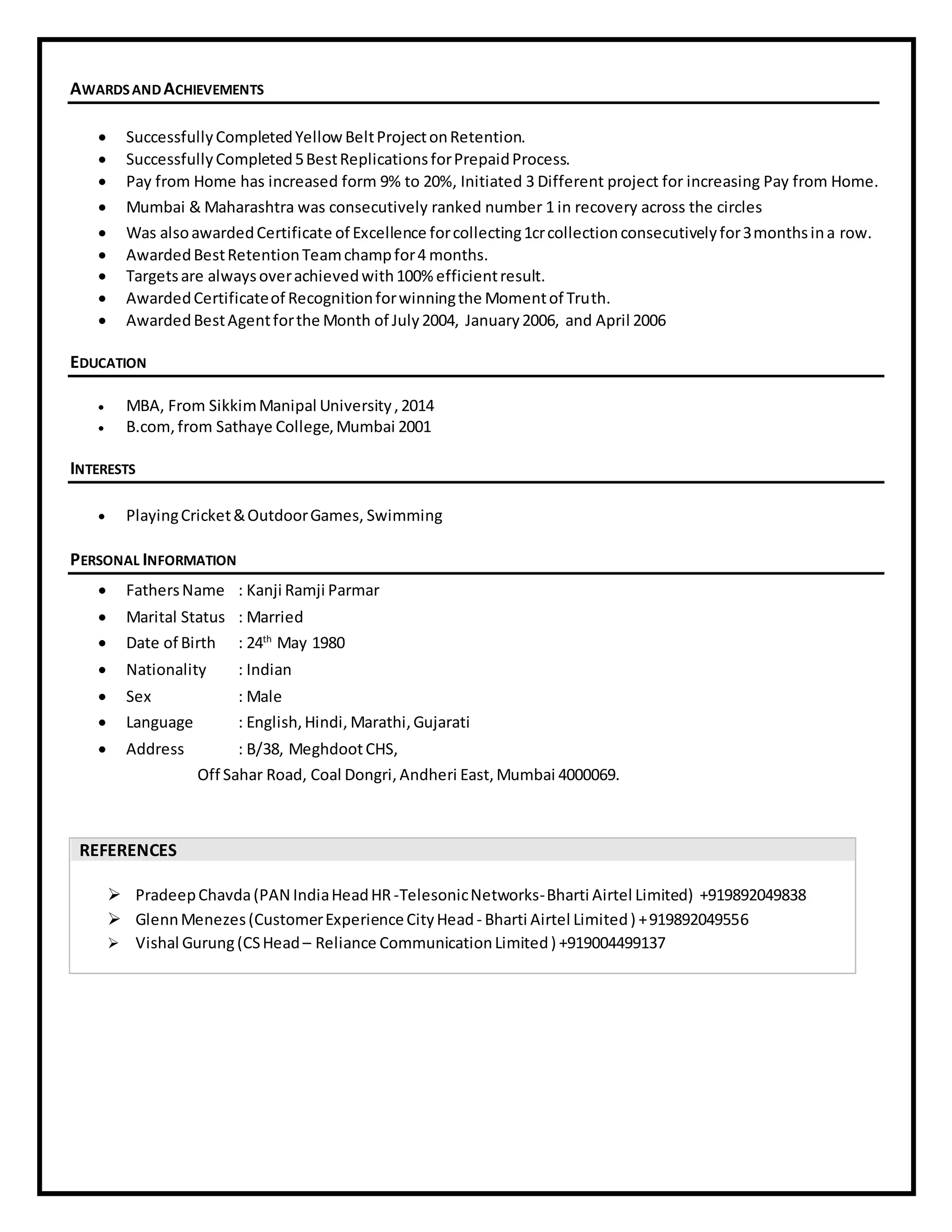 Mehul Kanji Parmar | DOCX | Telecommunications Industry | Industries