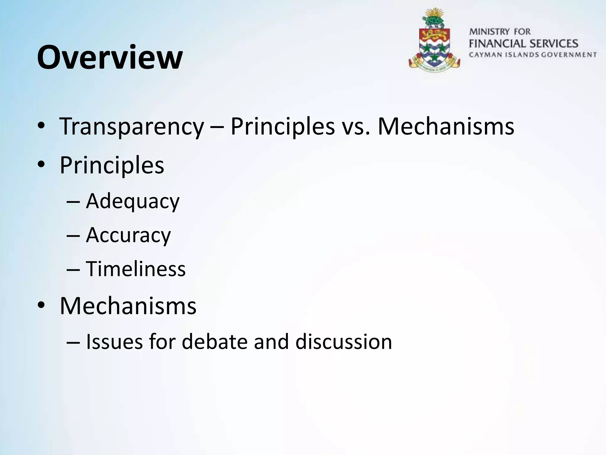 Transparency Initiatives in the Cayman Islands | PPT Transparency Initiatives in the Cayman Islands | PPT