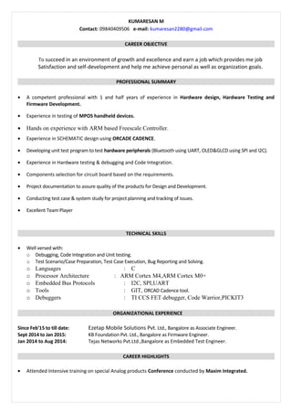 kumaran | DOC | Operating Systems | Computer Software and Applications