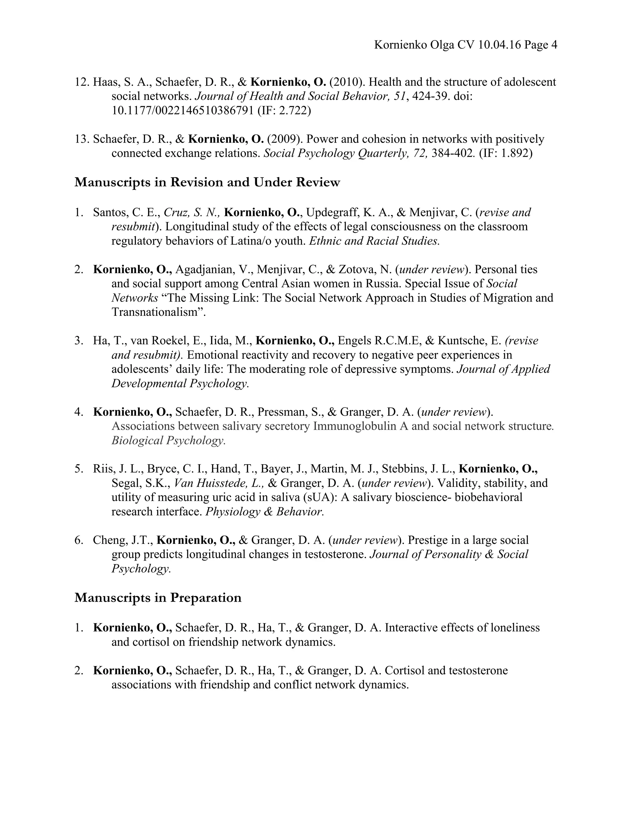 Kornienko Olga CV website | PDF