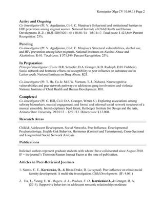 Kornienko Olga CV website | PDF