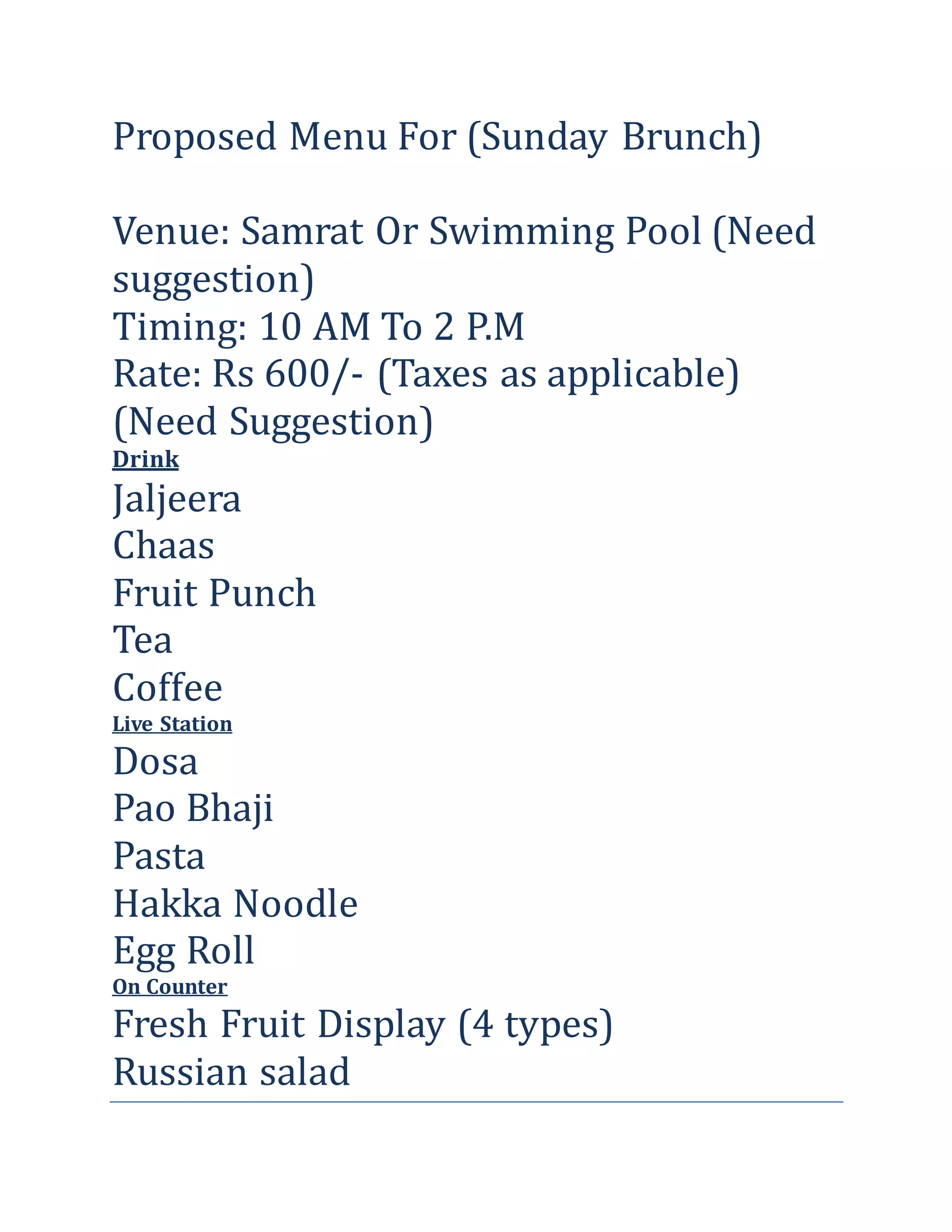 Sunday Brunch | DOCX