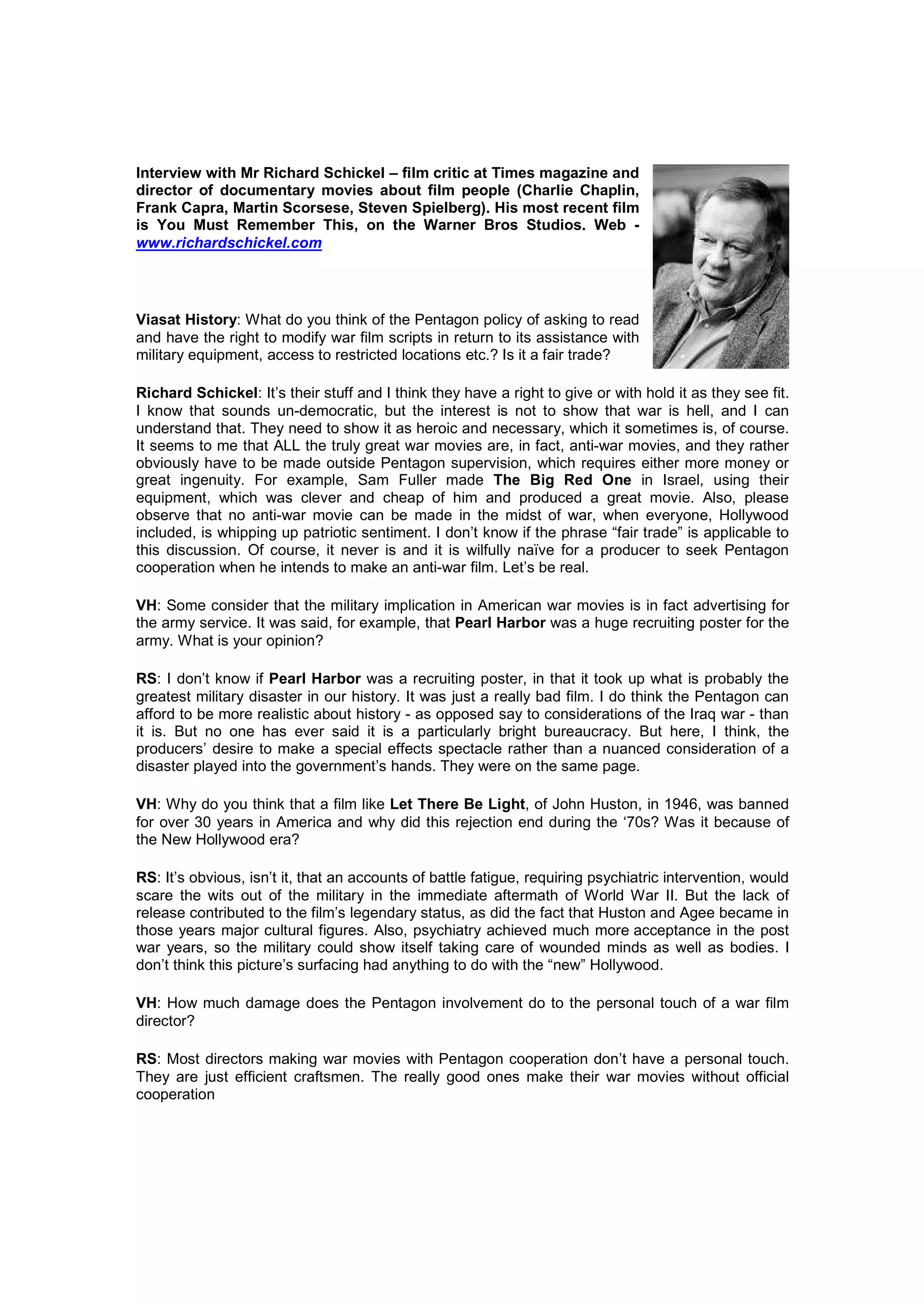 Interview with Richard Schickel | PDF