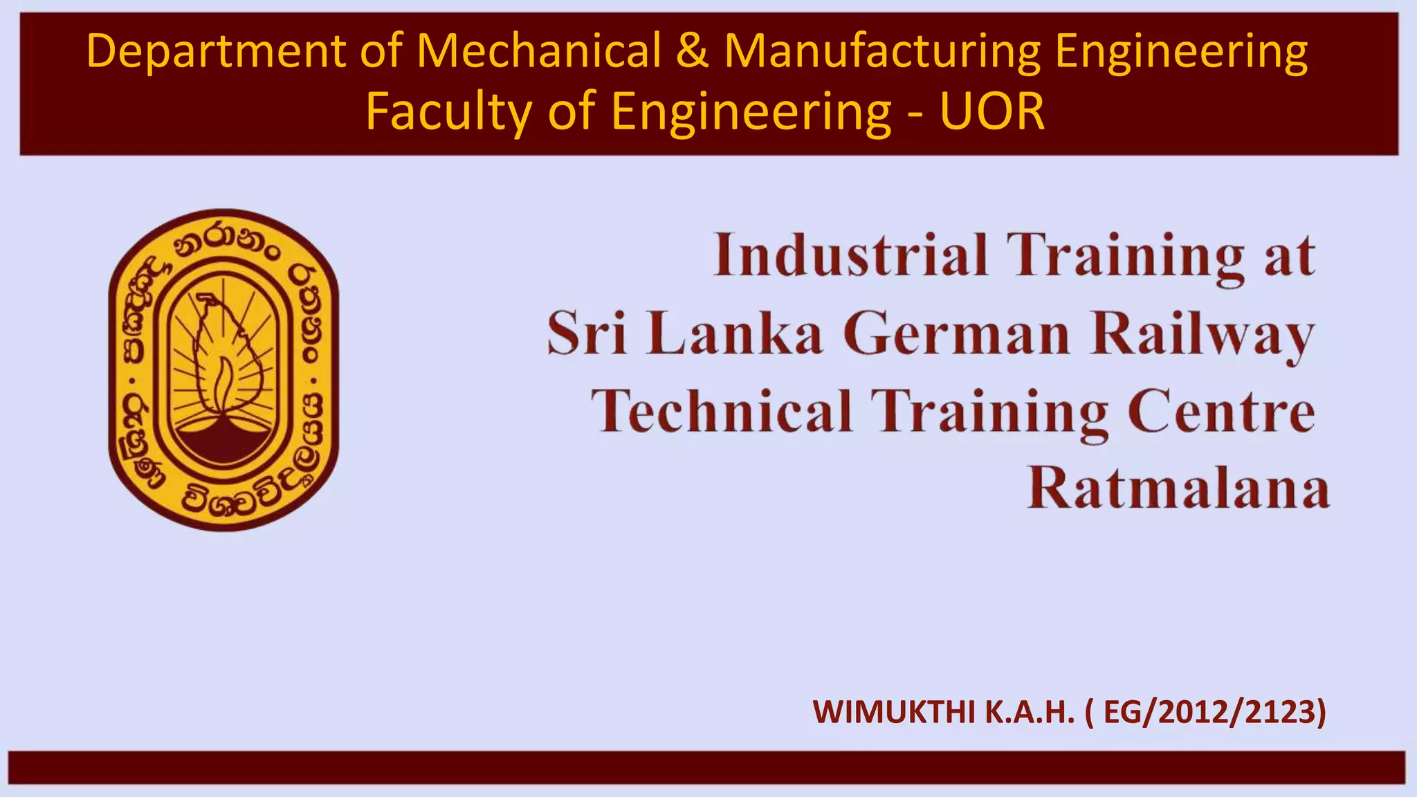 Training presentation at CGR | PPTX