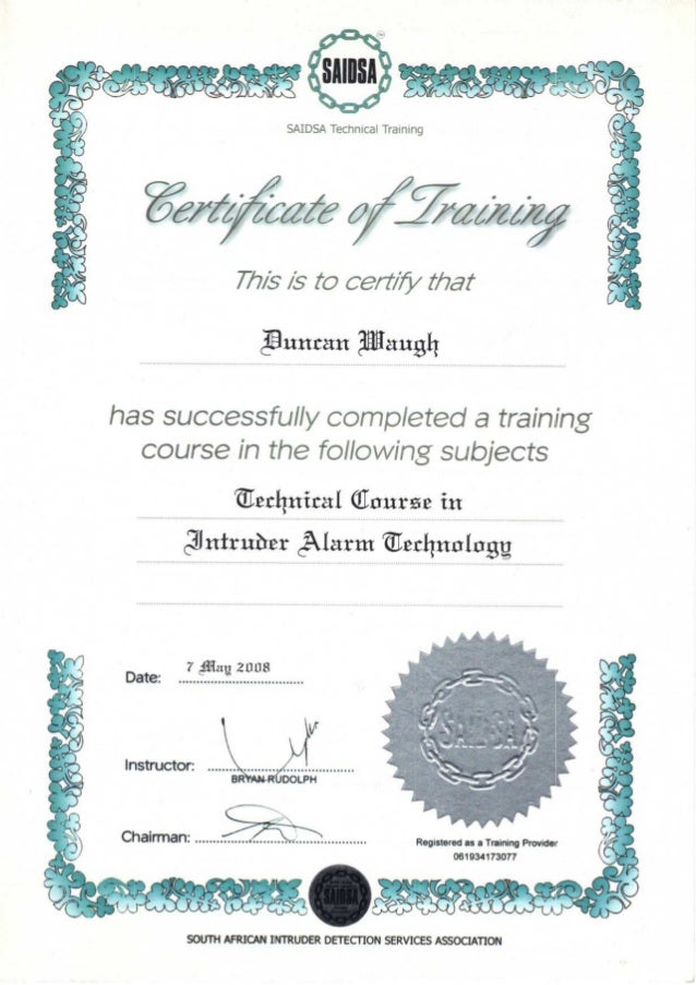 SAIDSA Certificate DM Waugh
