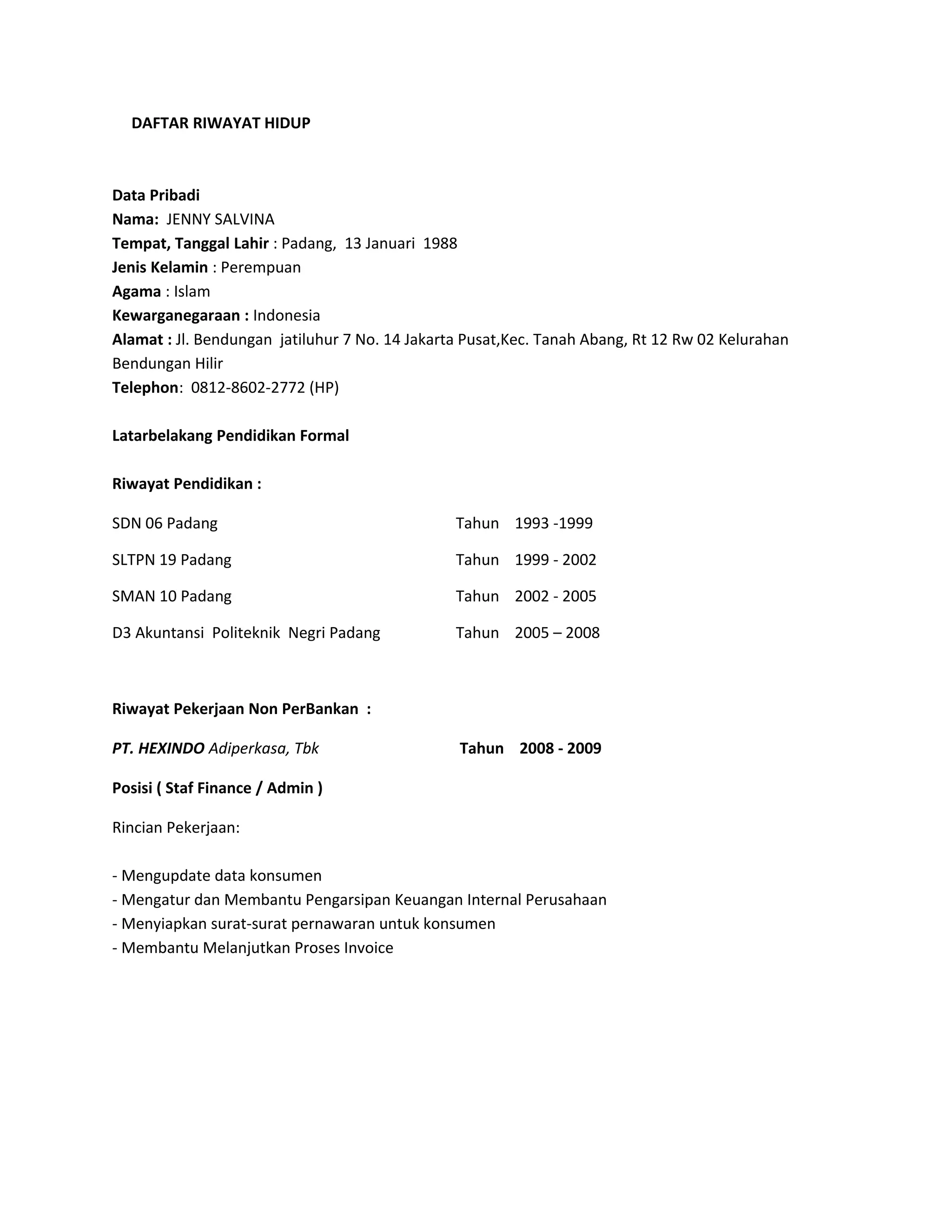 DAFTAR RIWAYAT HIDUP | PDF