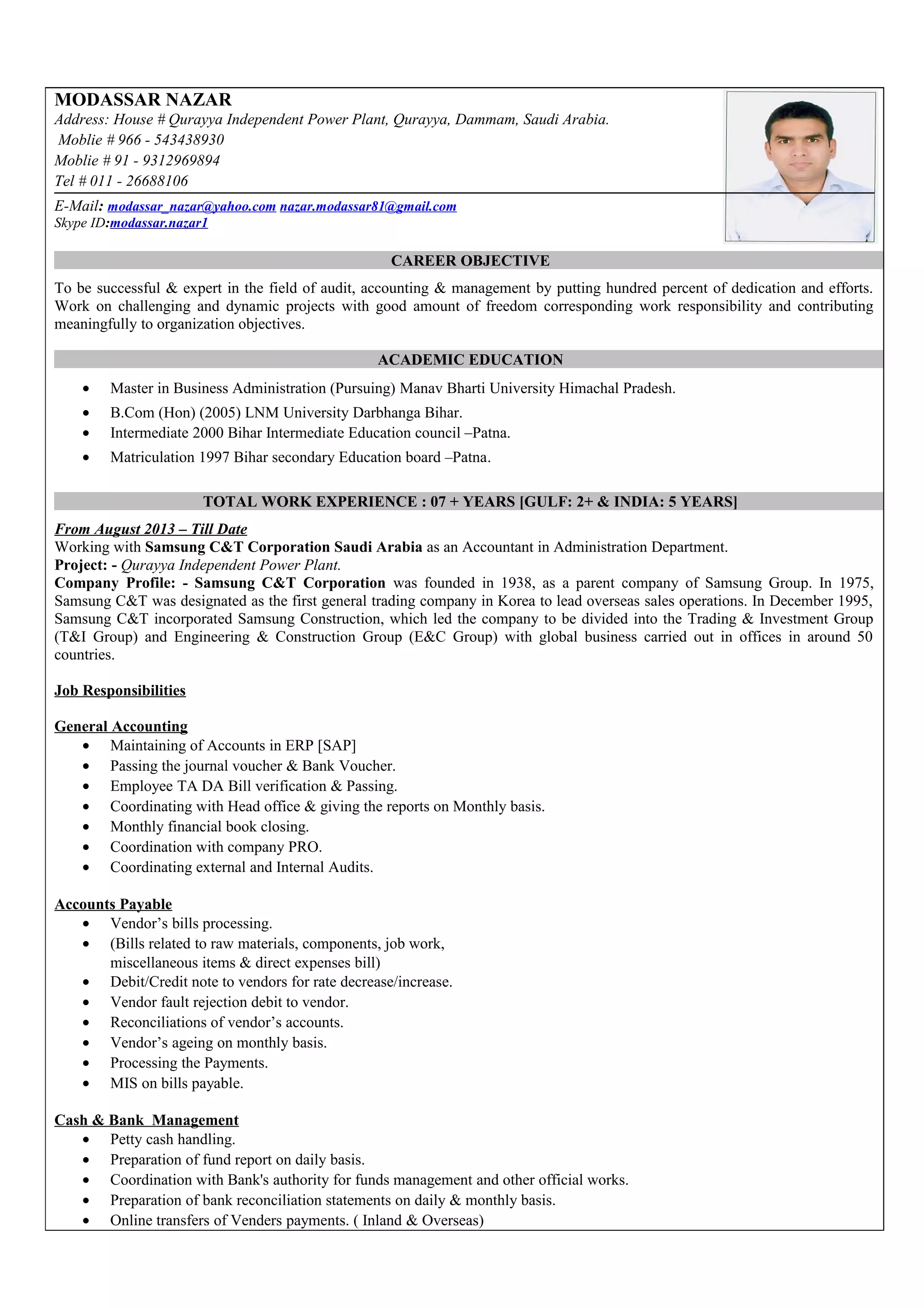 Modassar Nazar CV | DOC
