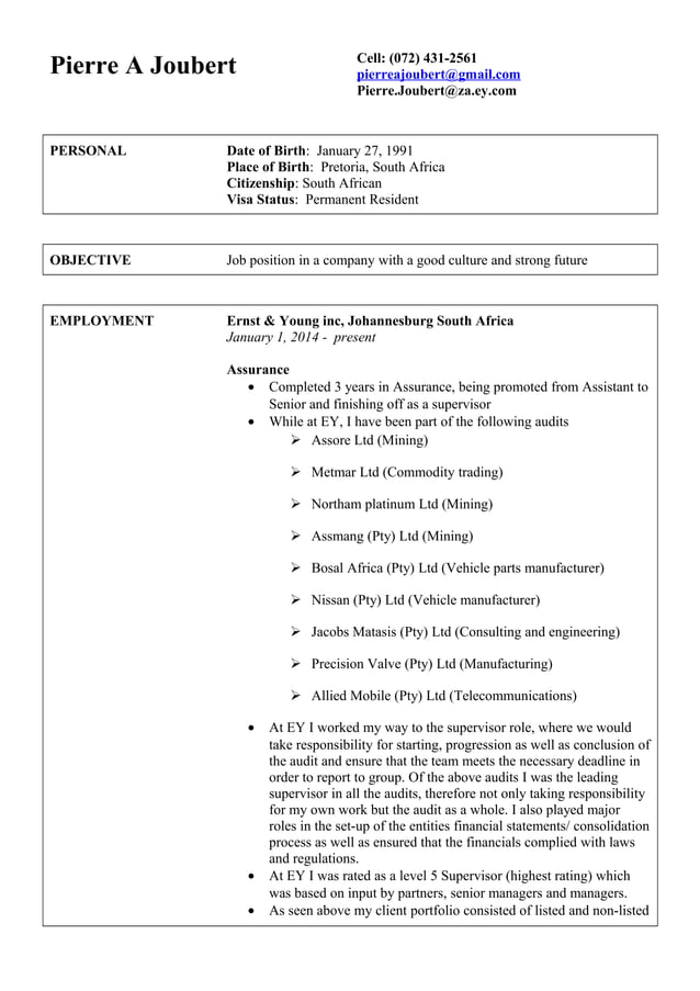 Pierre CV - Final | DOC | Business Accounting & Finance | Business
