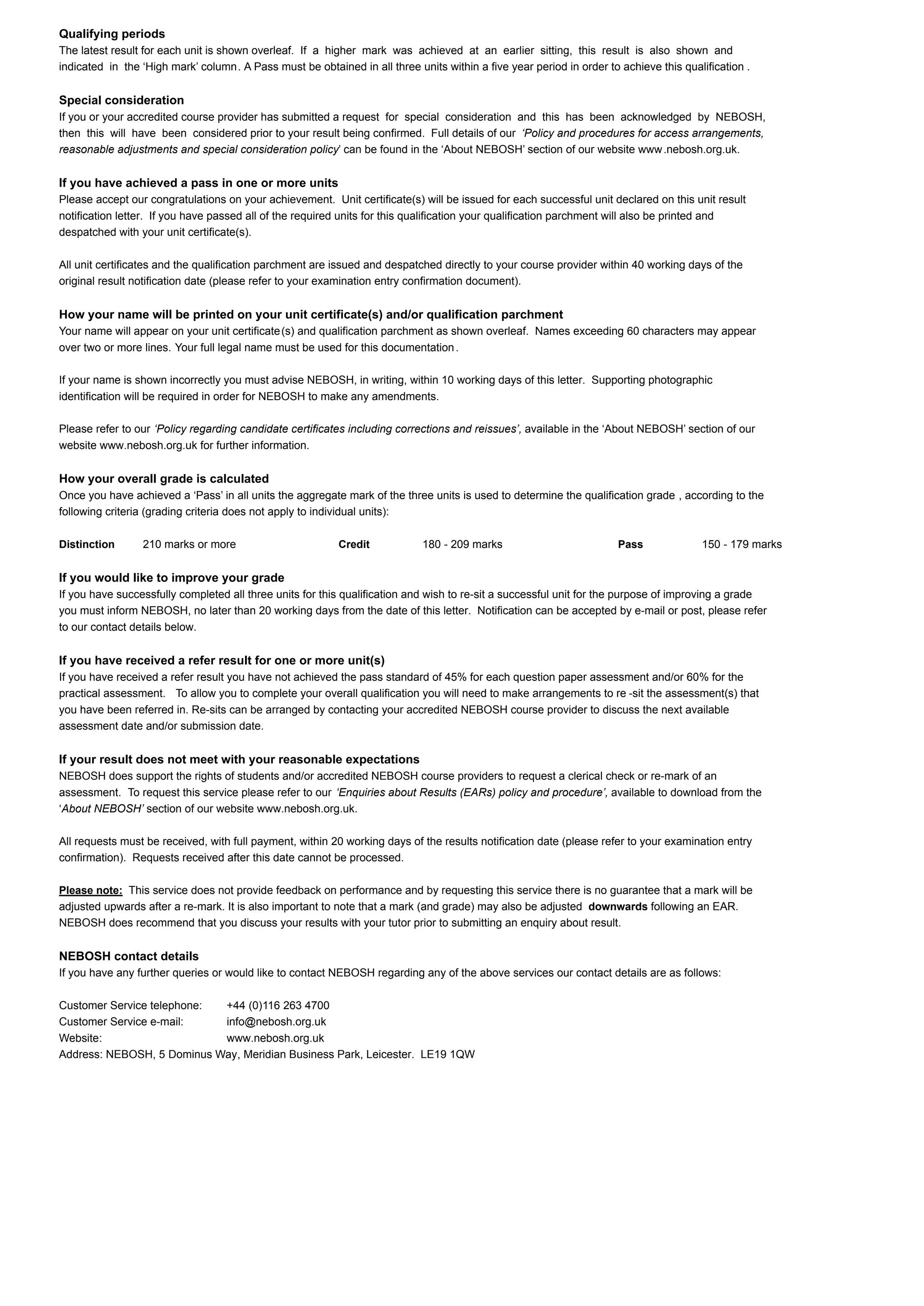 Nebosh result(1) | PDF