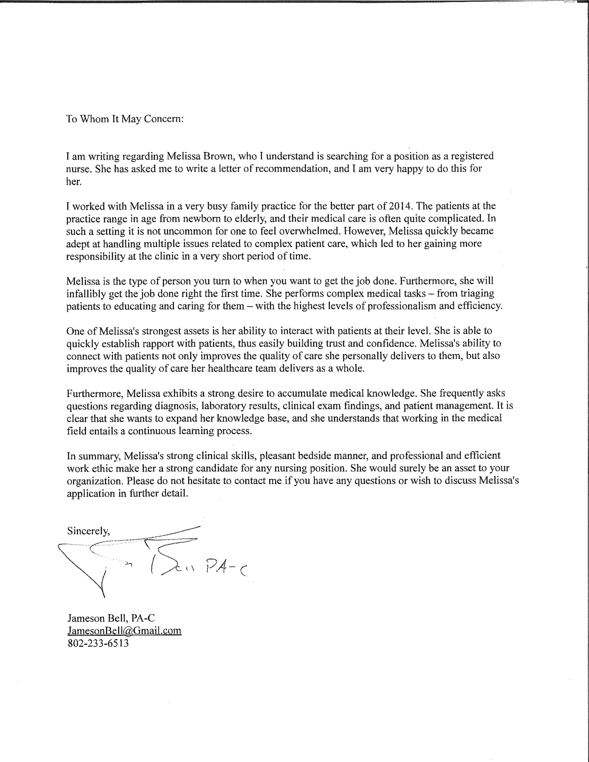 Letter of recommendation - JB | PDF