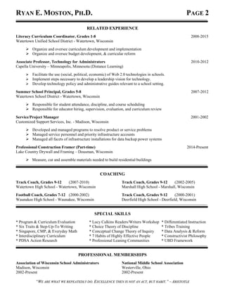 Ryan E. Moston PhD - 2016 Resume | PDF