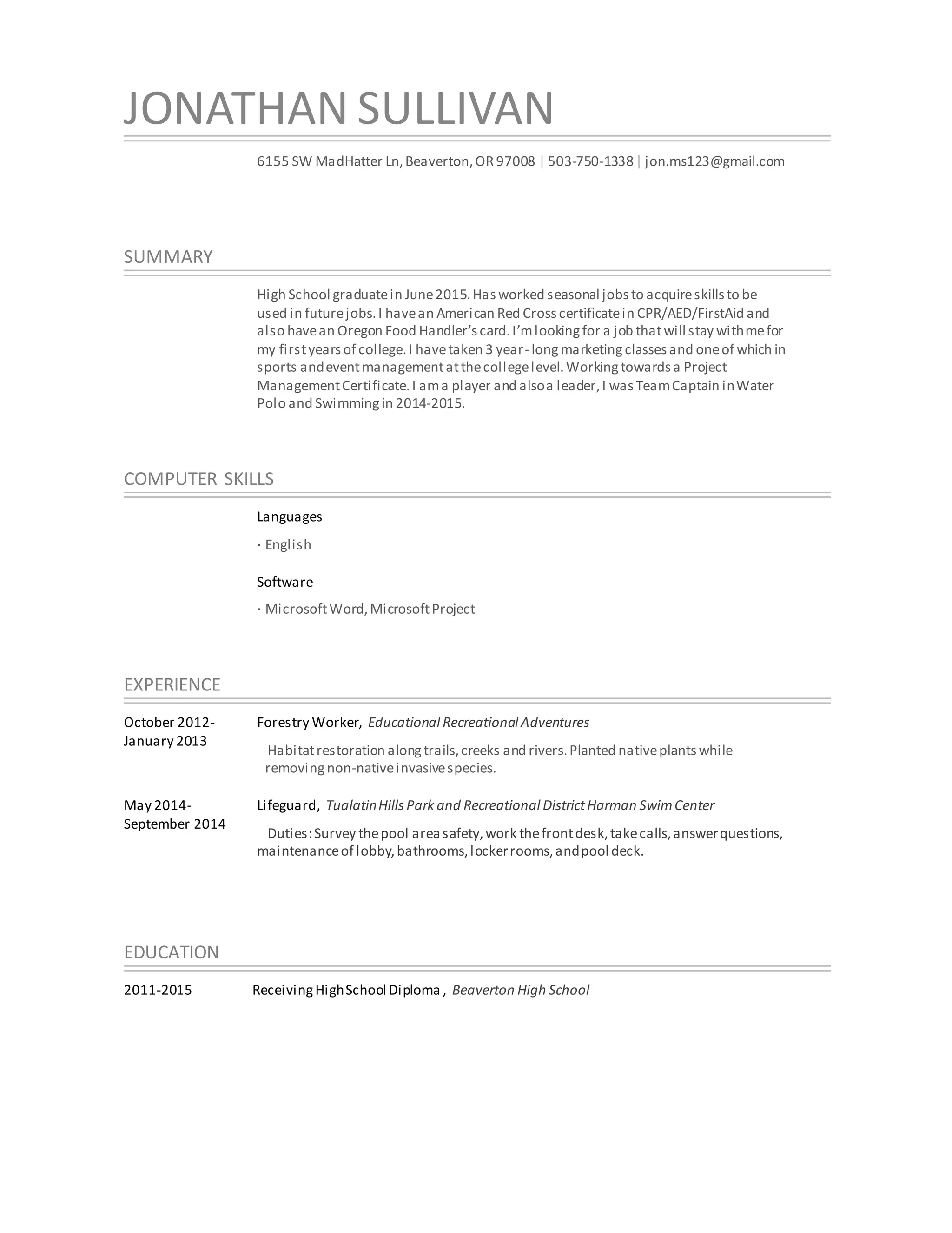 Jonathan Sullivan Resume | DOCX