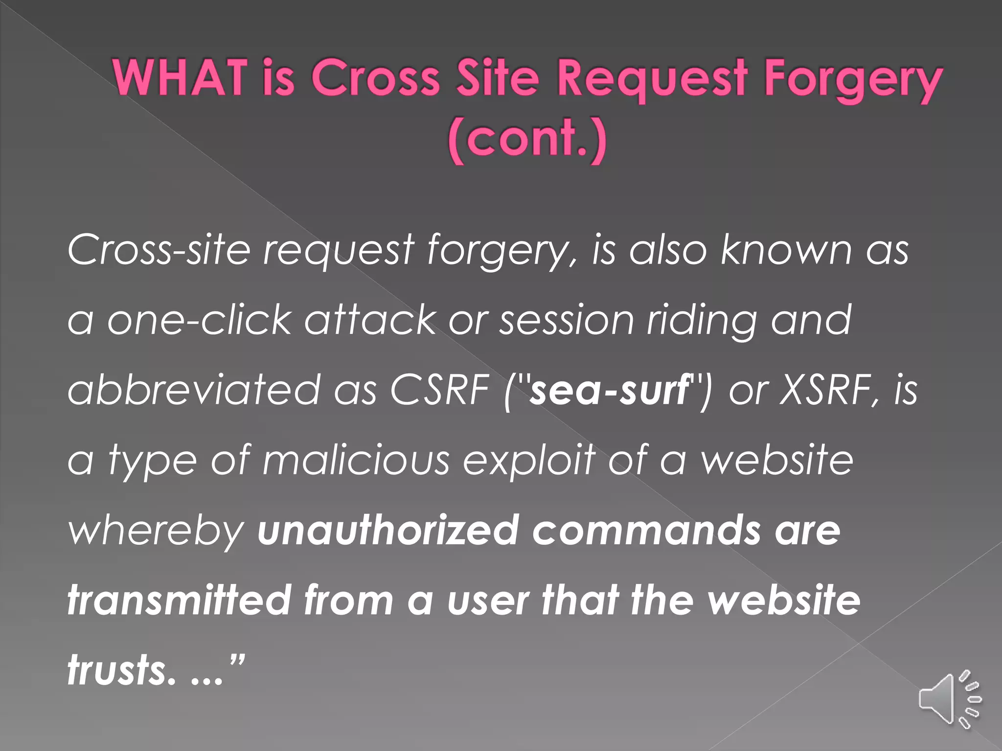 A8 cross site request forgery (csrf) it 6873 presentation | PPT