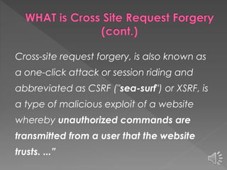 A8 cross site request forgery (csrf) it 6873 presentation | PPT