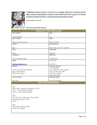 Curiculum Vitea- Muhd Razif Maarof(2016) | DOCX