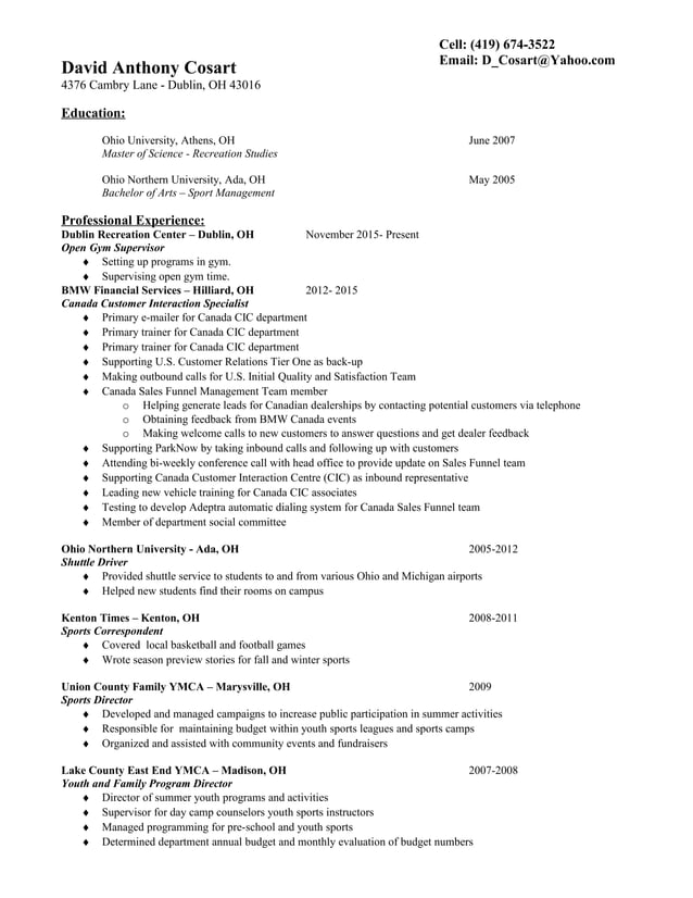 David Cosart Resume (1) | DOC