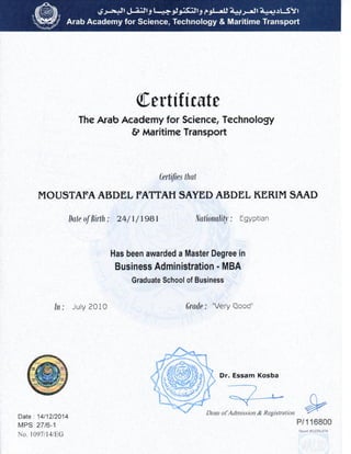 MBA Certificate and transcript | PDF