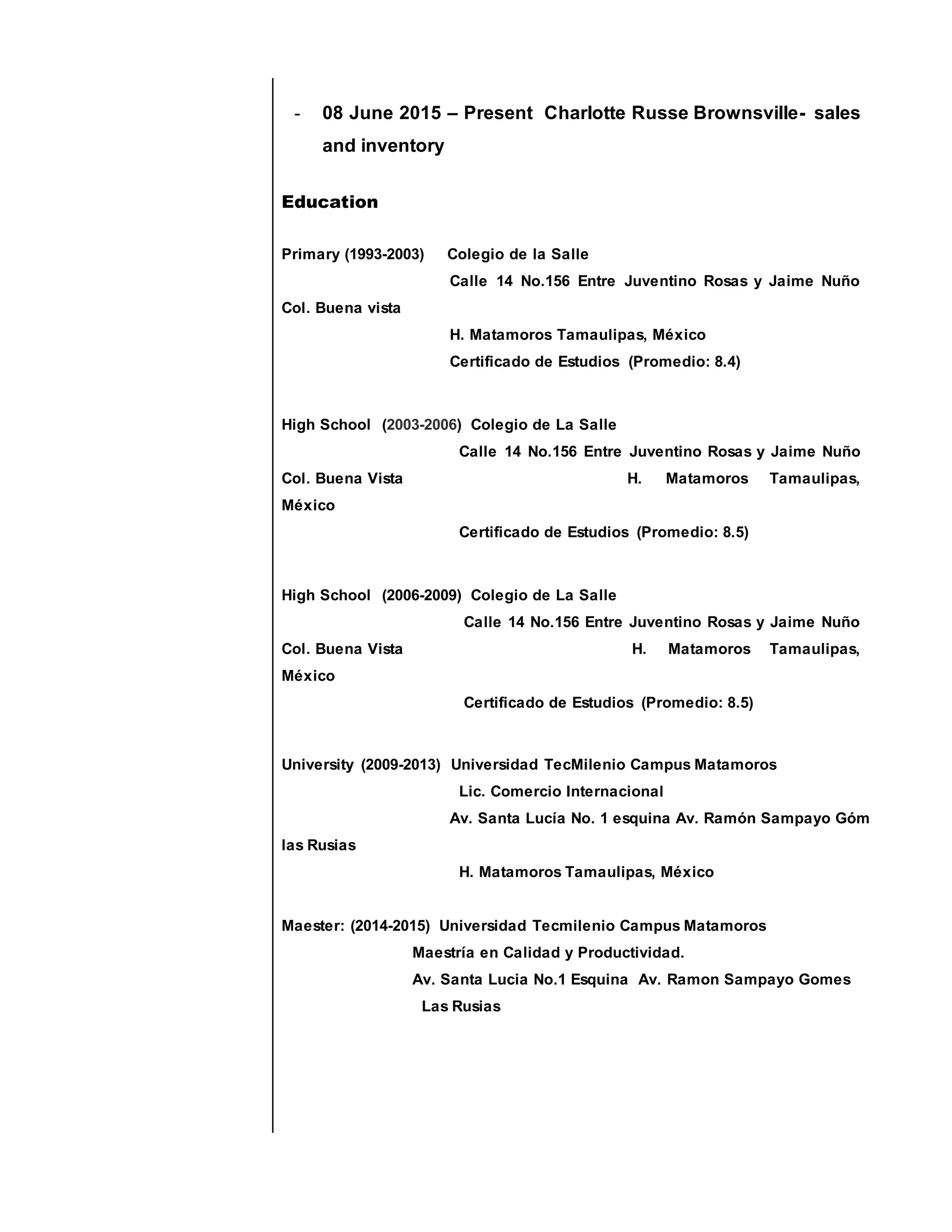 Gabriela Lilian Domínguez Enríquez curriculum vitae ingles | PDF