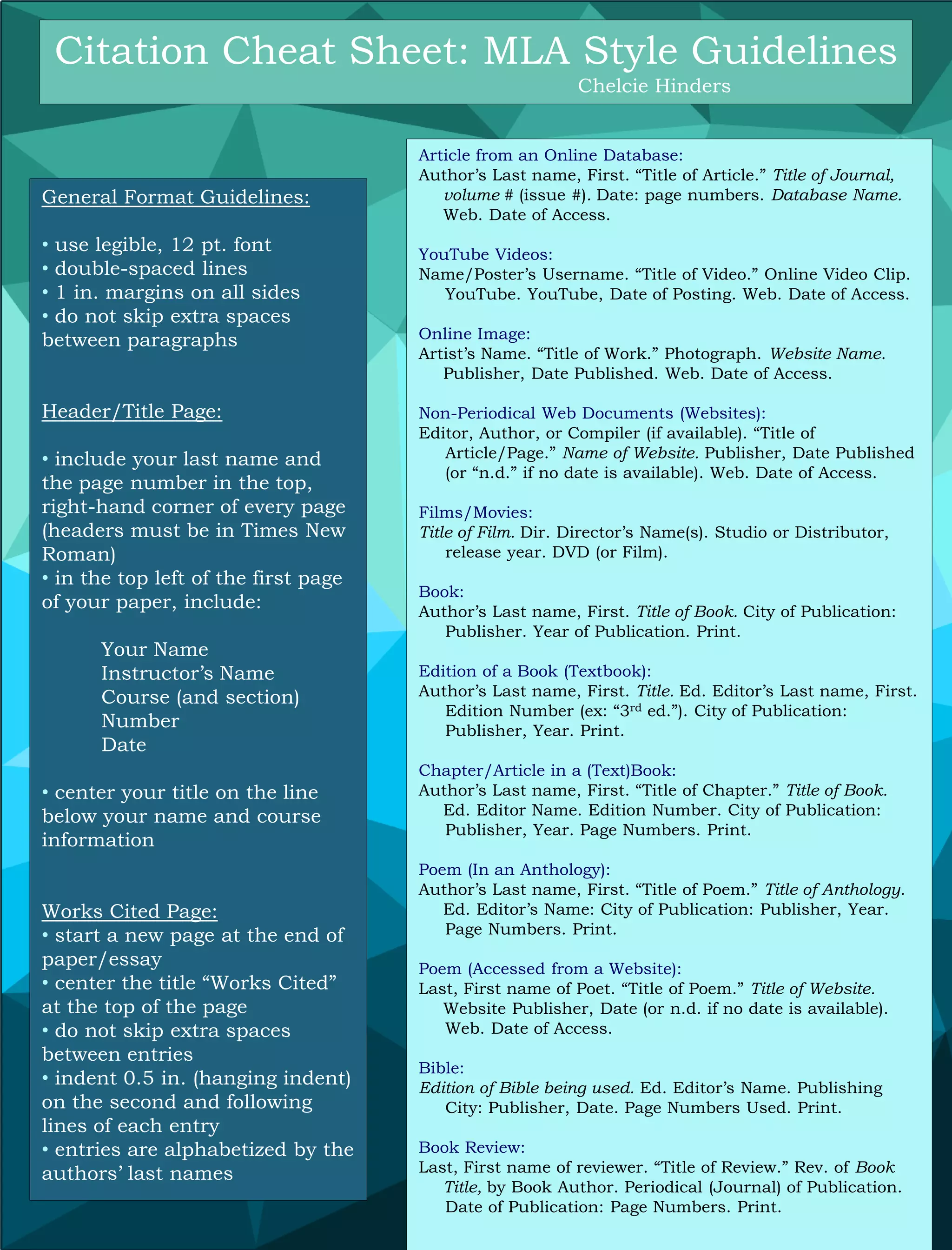 Citation Cheat Sheet PDF | PDF