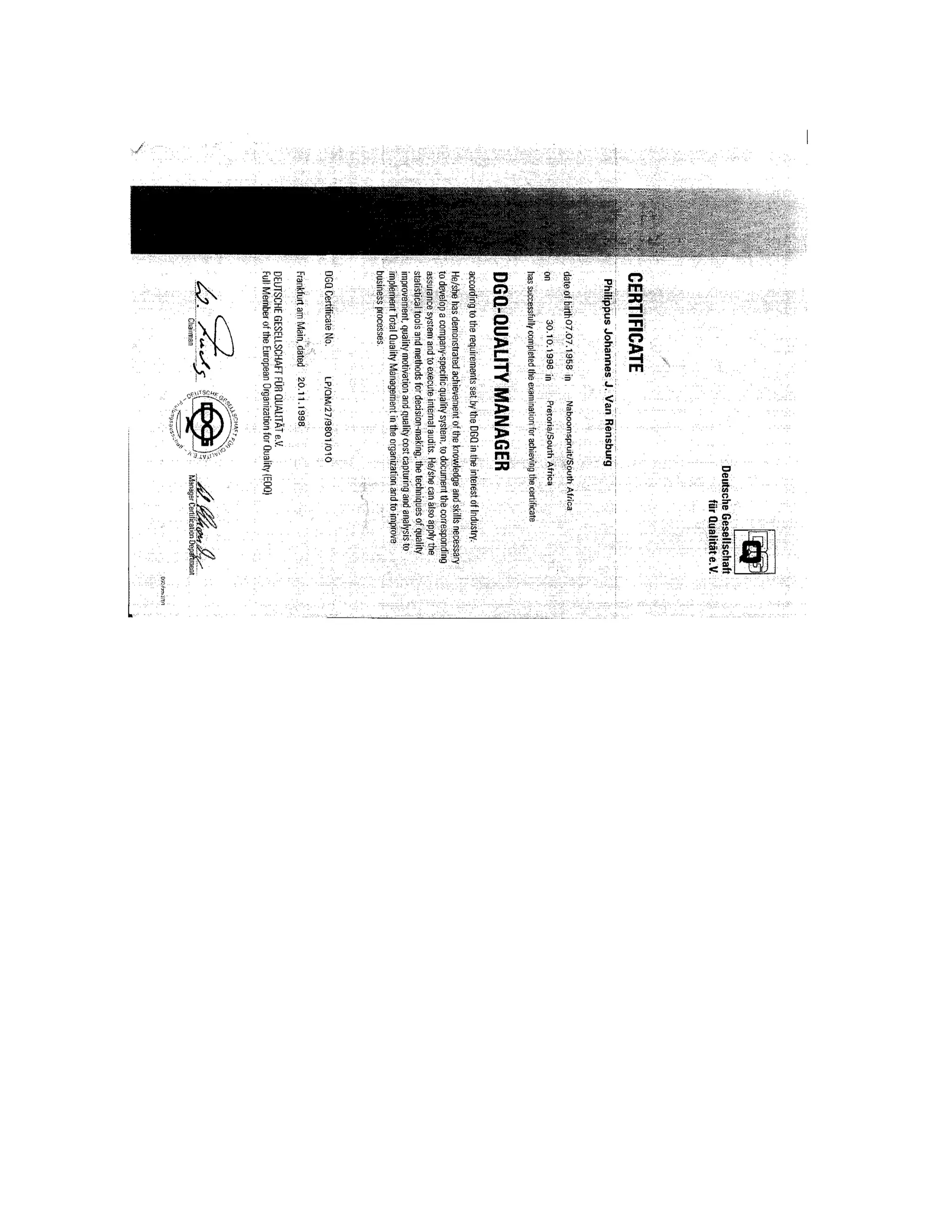 DGQ Quality Manager Qualification | DOCX