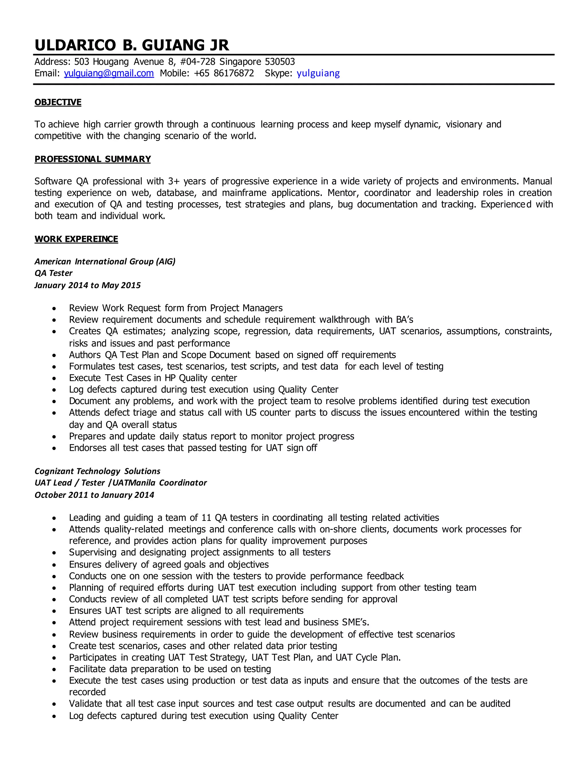 Uldarico Guiang Jr Resume | DOCX